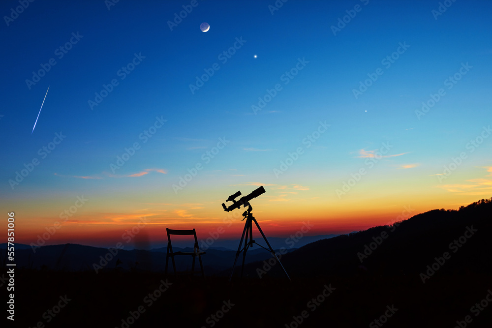 Astronomy telescope for observing night sky, Moon, planets, stars and ...