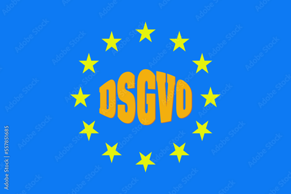 DSGVO ist die Datenschutz Verordnung als Logo mit Sternen und Schrift ...