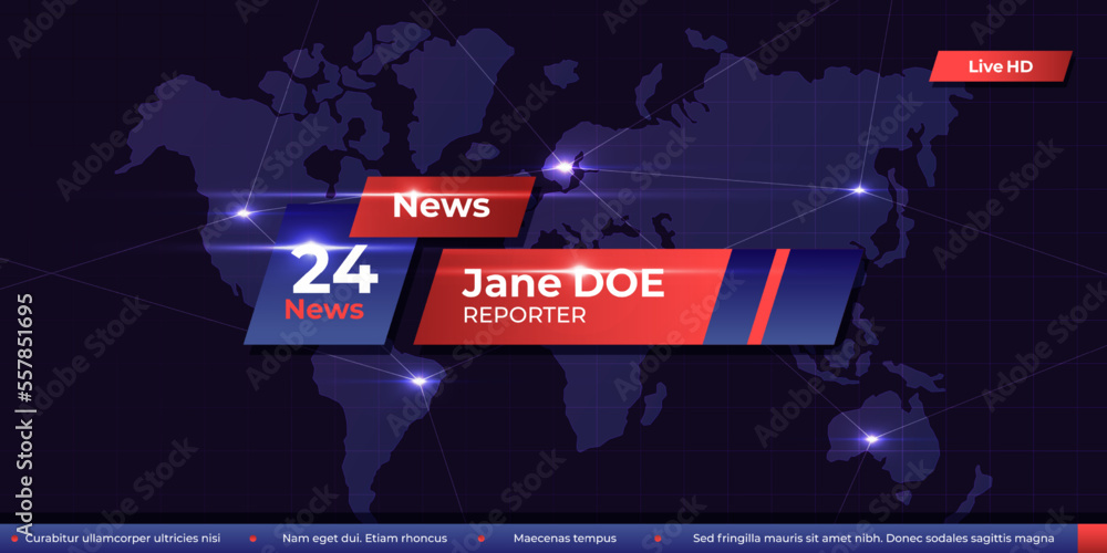 Breaking news background. TV channel headline template with lower third ...