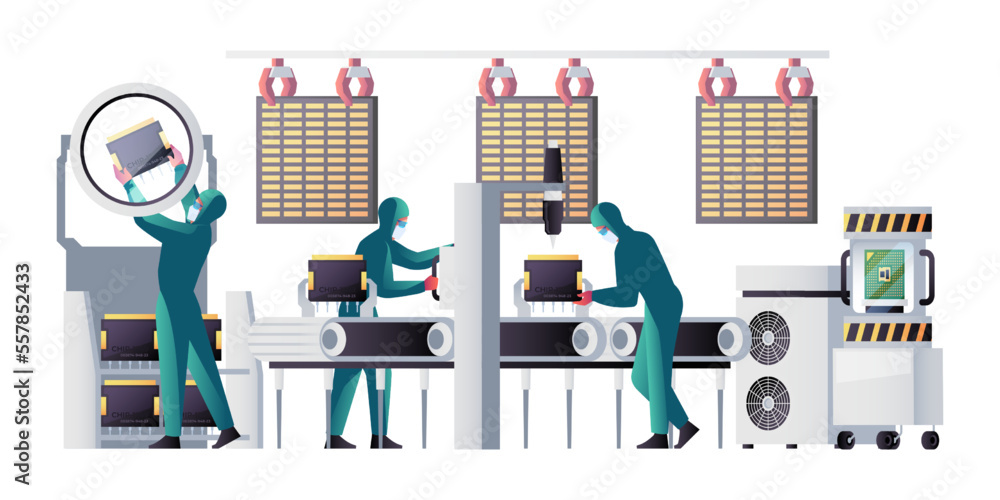 Semiconductor manufacturing process. Circuits boards components ...