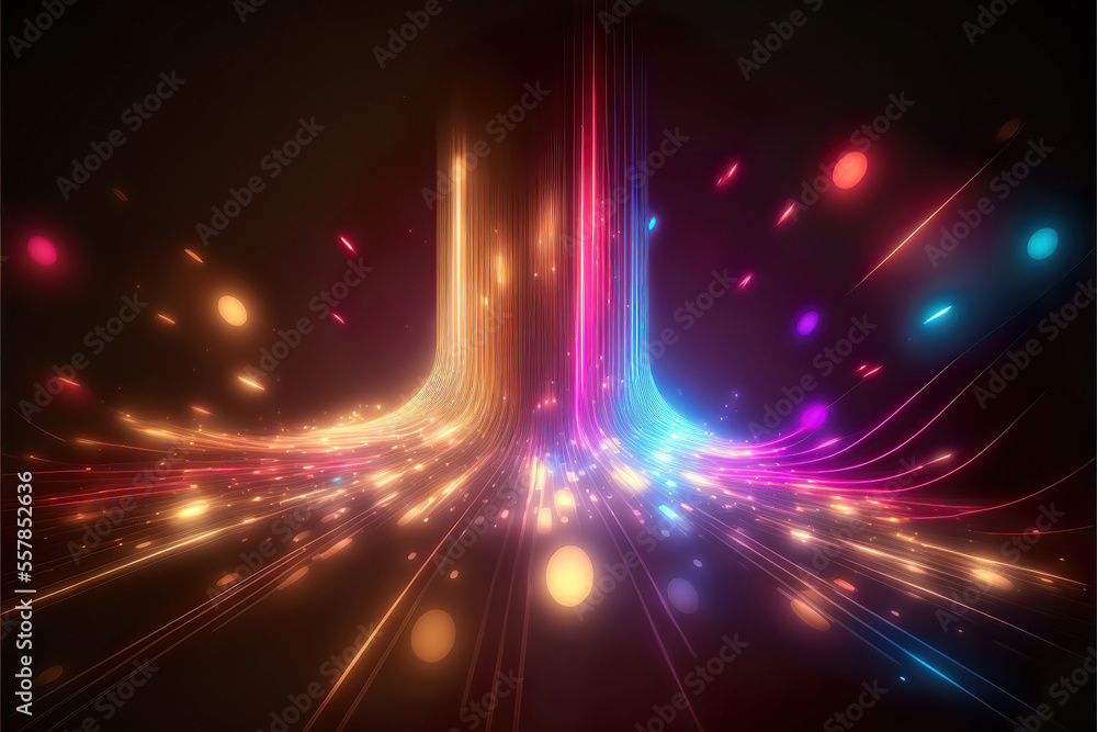 abstract background with colorful glowing light and light trails ...