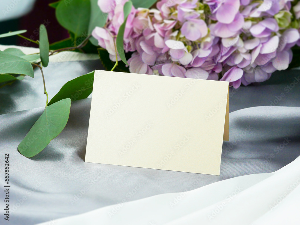 Mockup white blank space card, for Name place, Folded, greeting ...