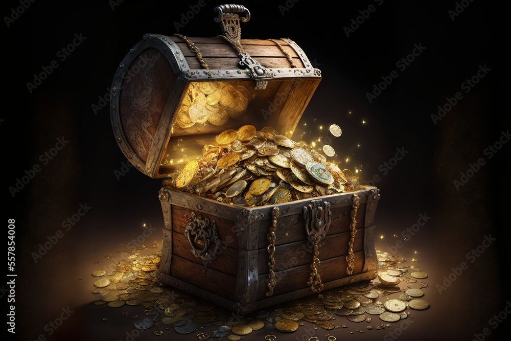 Pirate gold chest full of treasure Stock Illustration | Adobe Stock