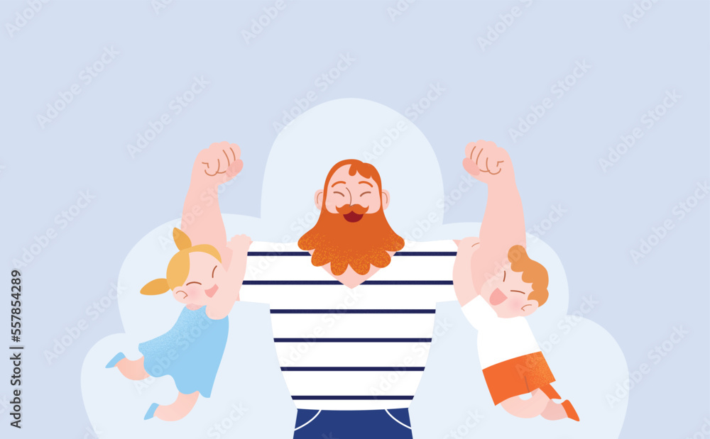 Happy father's day celebration vector illustration card. Muscular and ...