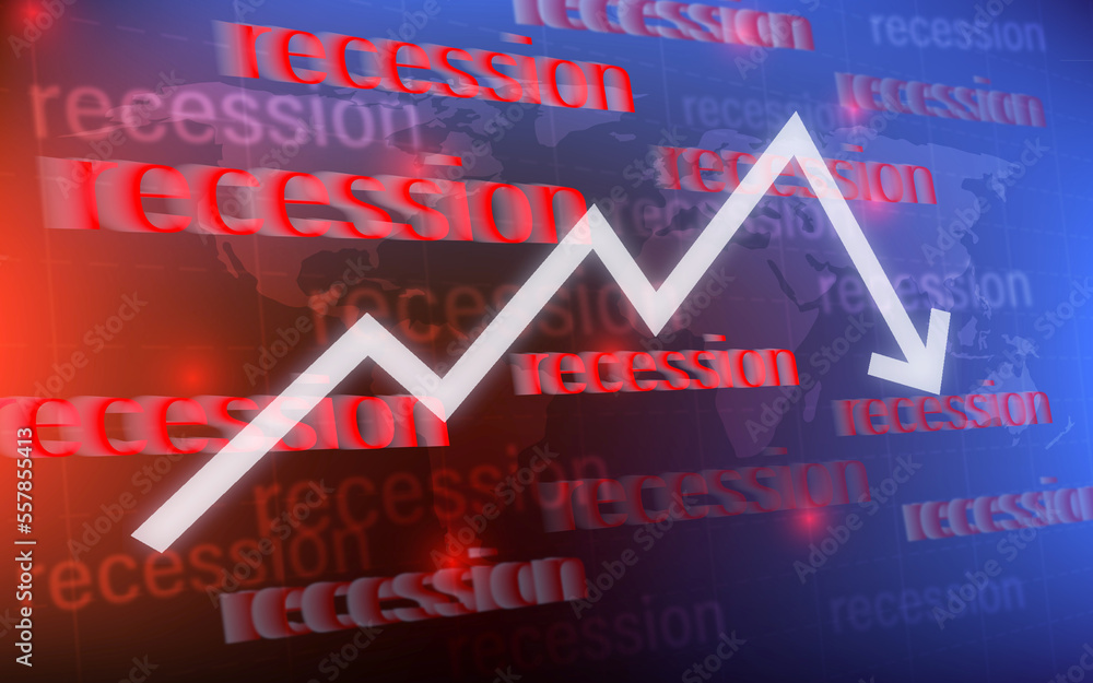 Recession in 2023 Graphs and stock market slump showing the global ...