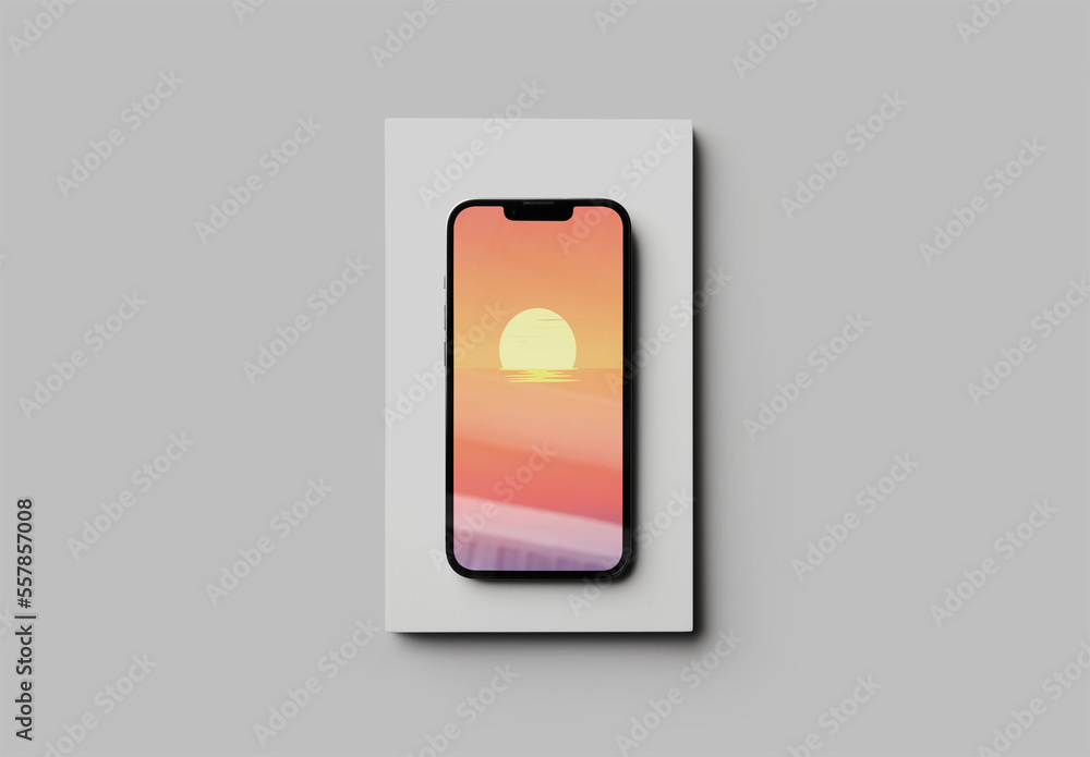 Smartphone Mockup on a Rectangular Shape With Shadows and Custom Colors ...