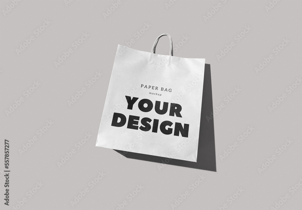 Overhead Shot of a Paper Shopping Bag With Customizable Color and ...