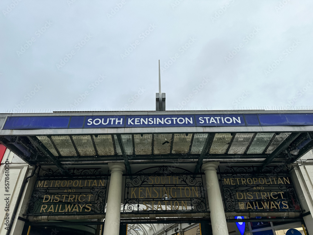 London, UK - 30.12.2022. South Kensington tube station in London. South ...