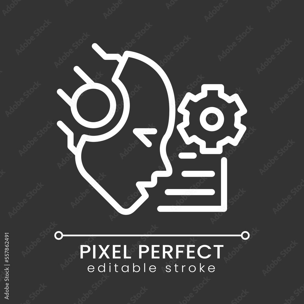 AI reads and summarize pixel perfect white linear icon for dark theme ...