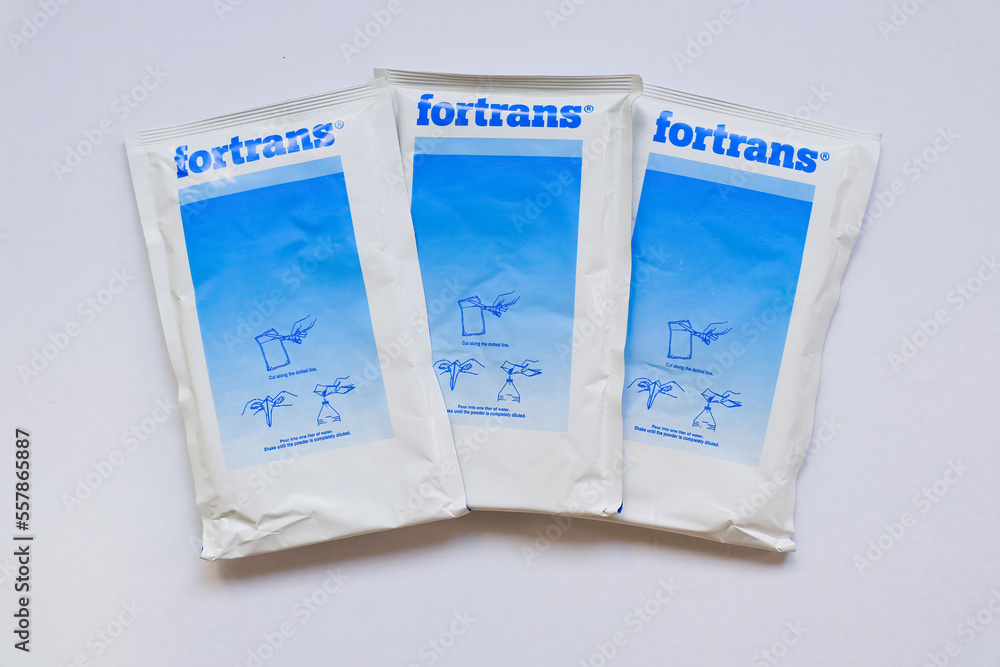 Singapore 2021 - Packets of Fortrans, a powder for oral solution ...