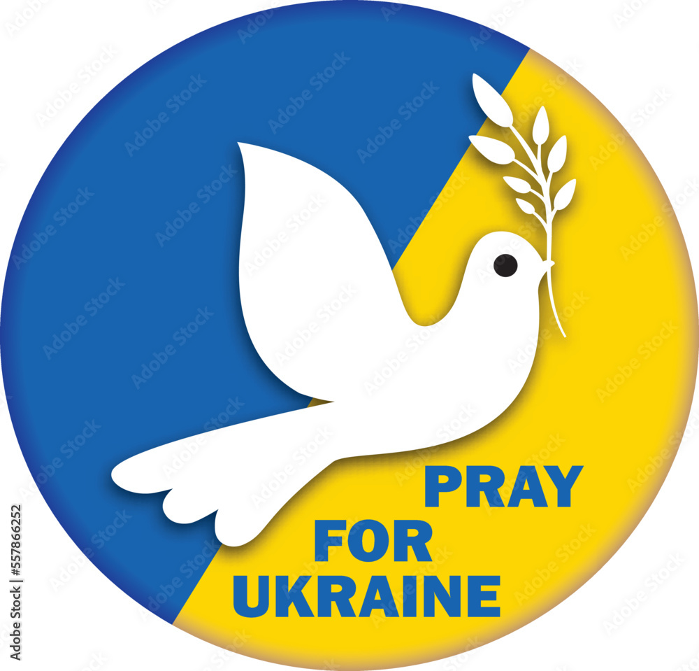 Pray for Ukraine, Ukrainian flag concept with dove of peace. Vector ...