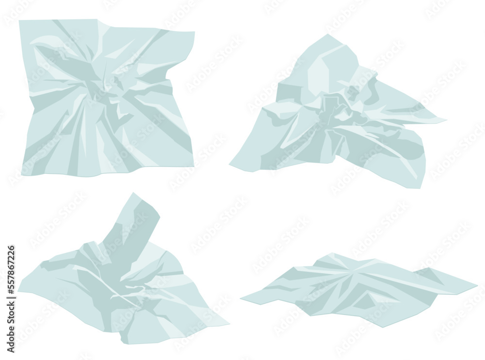 Used napkin or crumpled paper isolated on blue background. Cold or flu ...