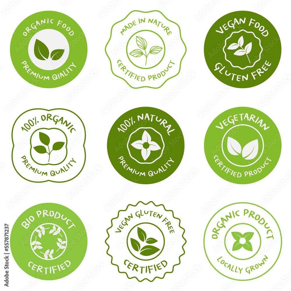 Collection of organic food, farm fresh, healthy life and natural ...