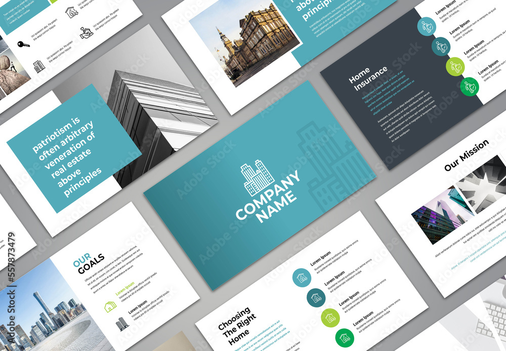 Real Estate Company Presentation Slide Layout Stock Template | Adobe Stock