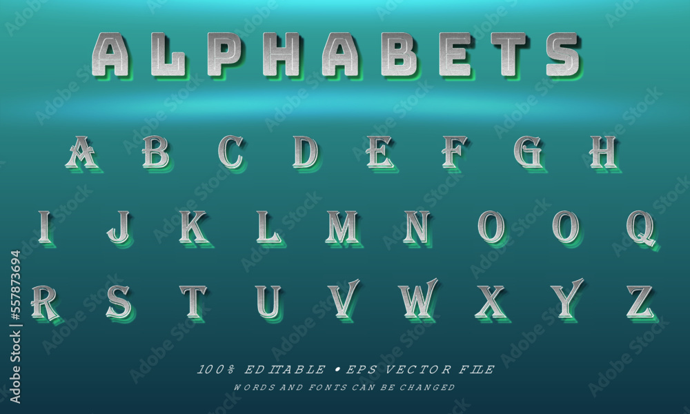 Vector gradient typography 3d alphabet editable template Stock Vector ...