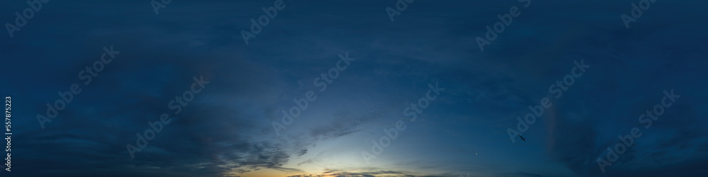 Dramatic sunset sky panorama with Cumulus clouds. Seamless hdr 360 pano ...