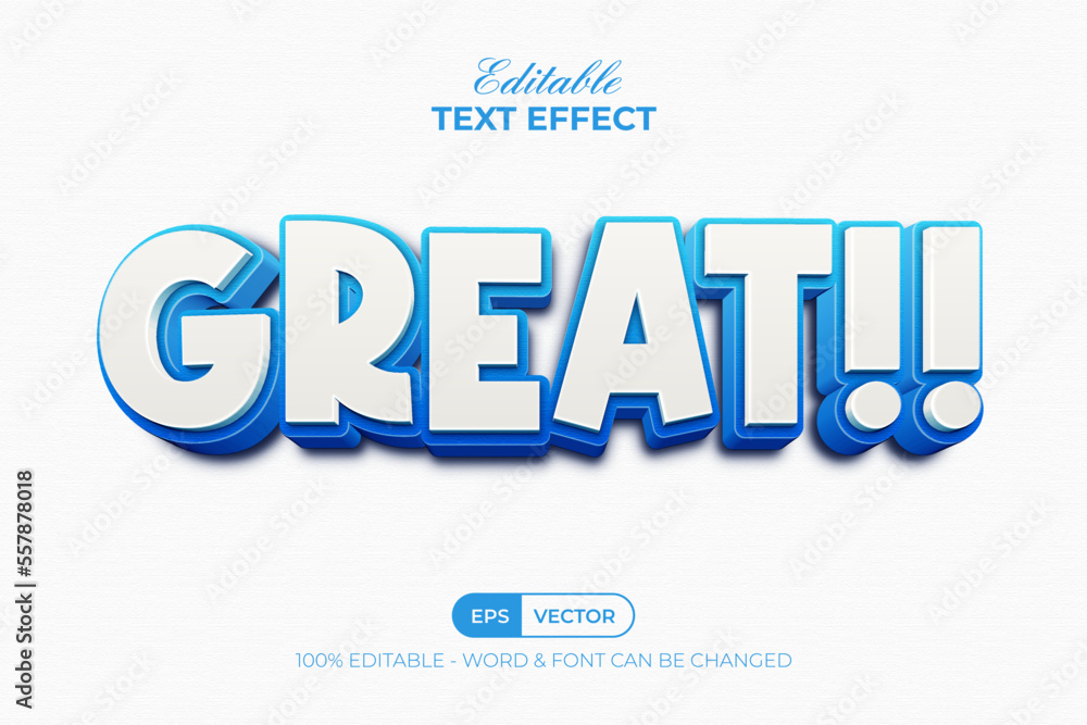3d great text effect blue style. Editable text effect. Stock Vector ...