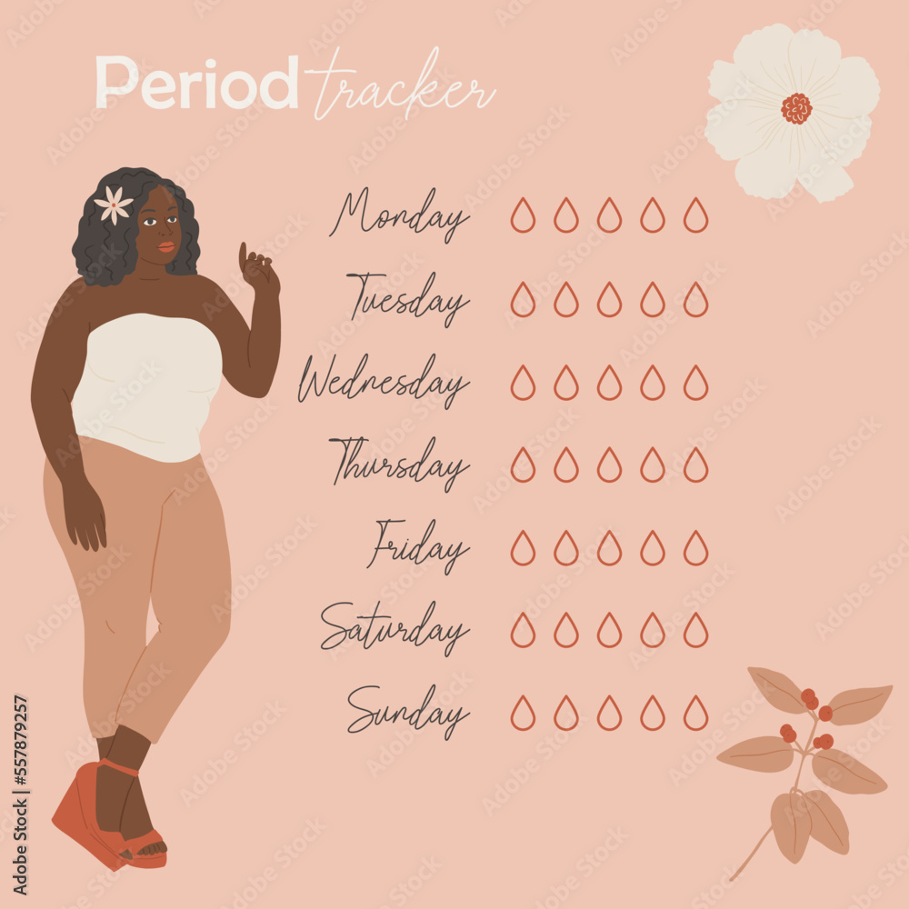 Period tracker. Ready to use digital sticker for bullet journaling or ...