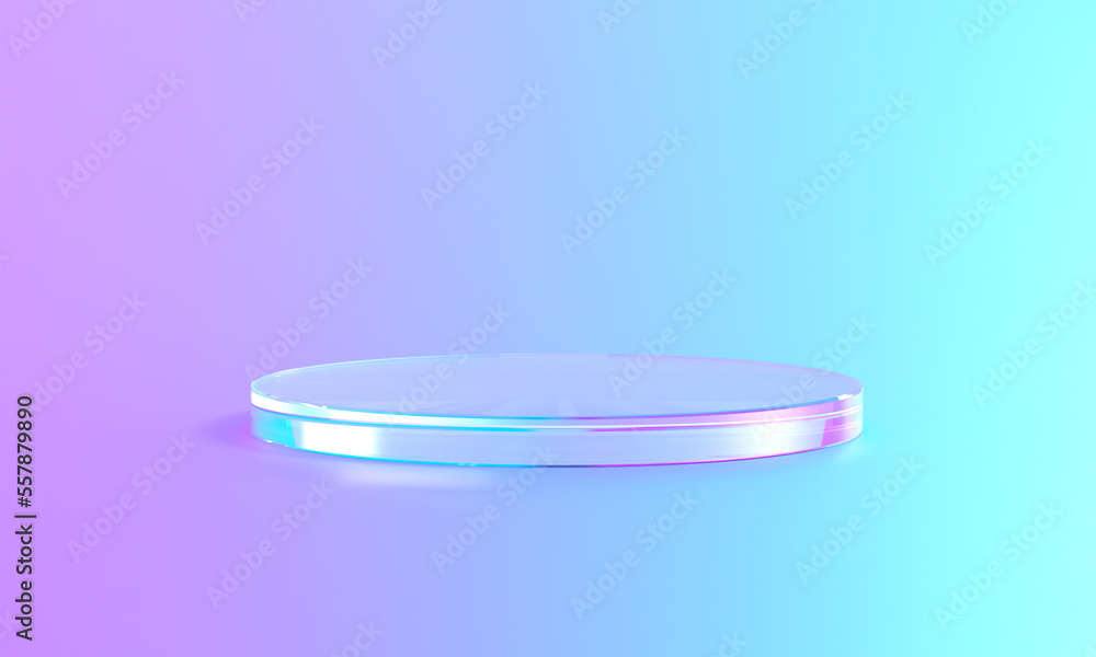 3d glass podium platform for product display on purple blue background ...