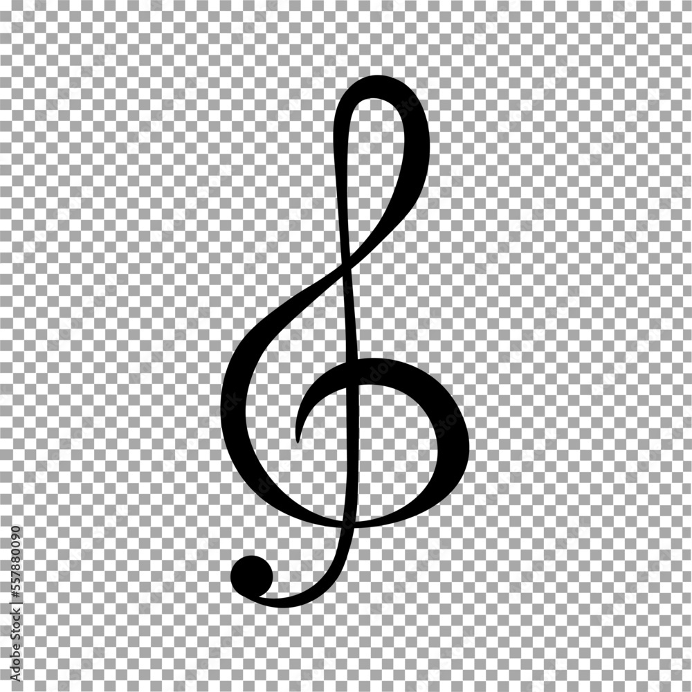 Treble clef icons. Music notation sign. Black musical notes to create a ...