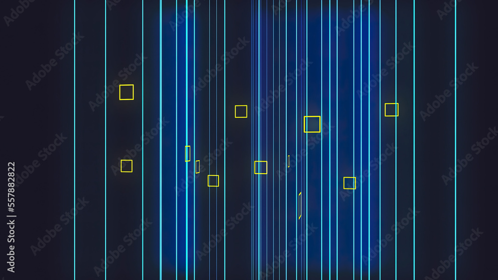Abstract Technology Background With Stripes And Particles. Animation Of ...
