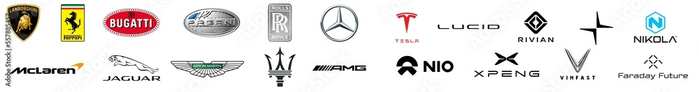 Luxury Sport Car Logos. Lambo, Ferrari, Bugatti, Pagani; Rolls Roys ...
