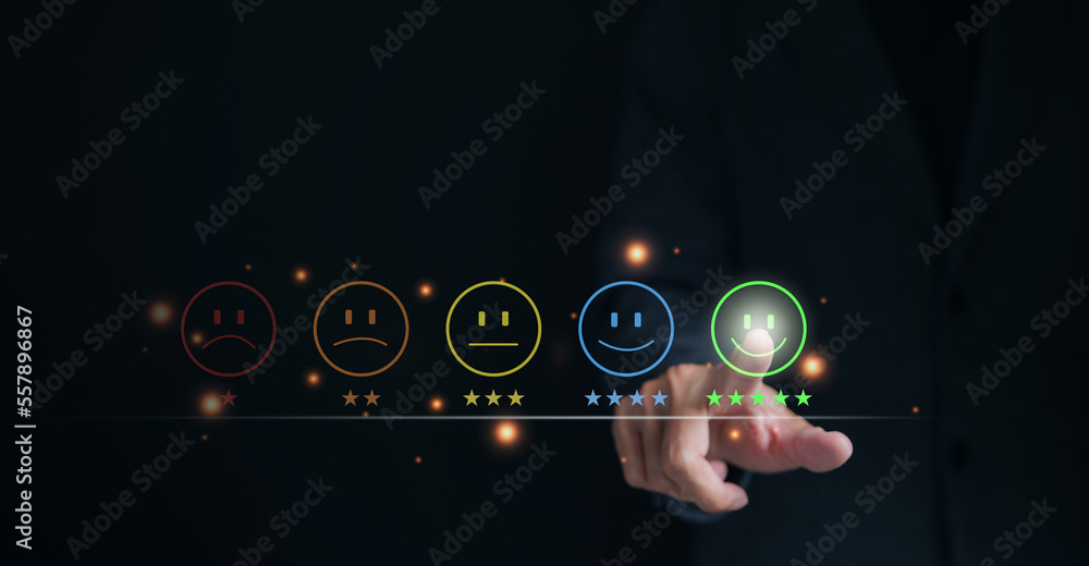 Customer review satisfaction feedback survey concept. Businessman ...