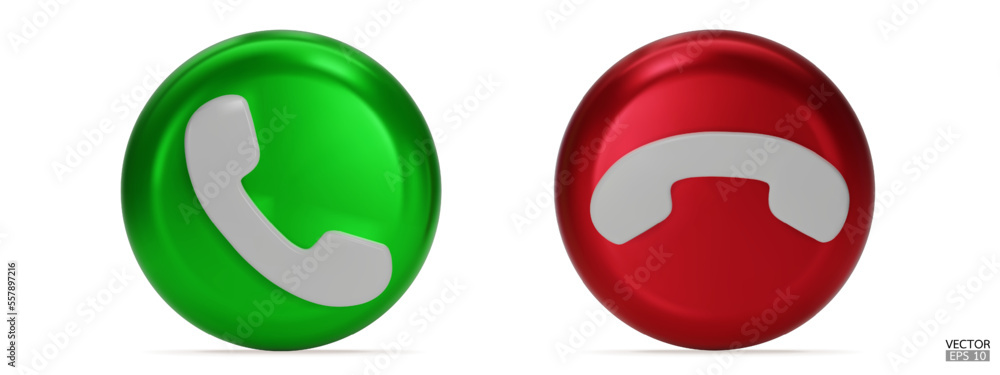 3D Realistic Phone Call button isolated on white background. Answer and ...