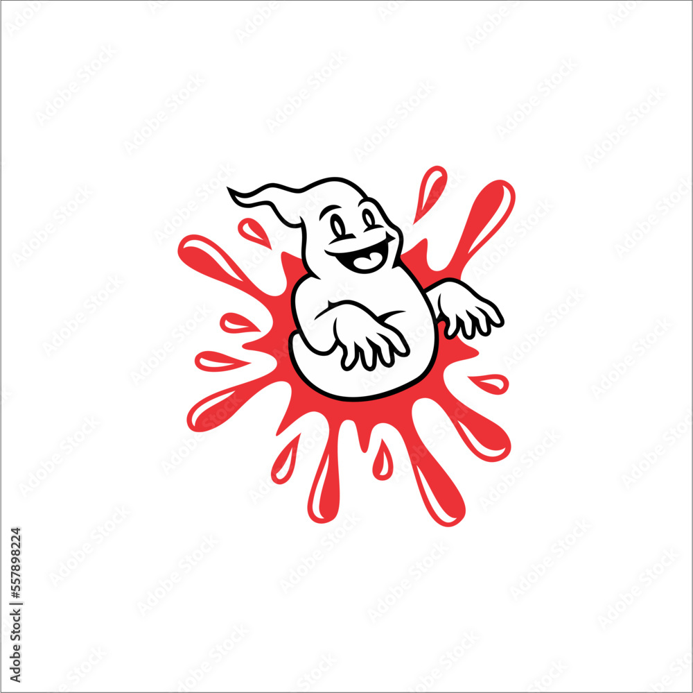 casper ghost vector with water splash background can be used as graphic ...