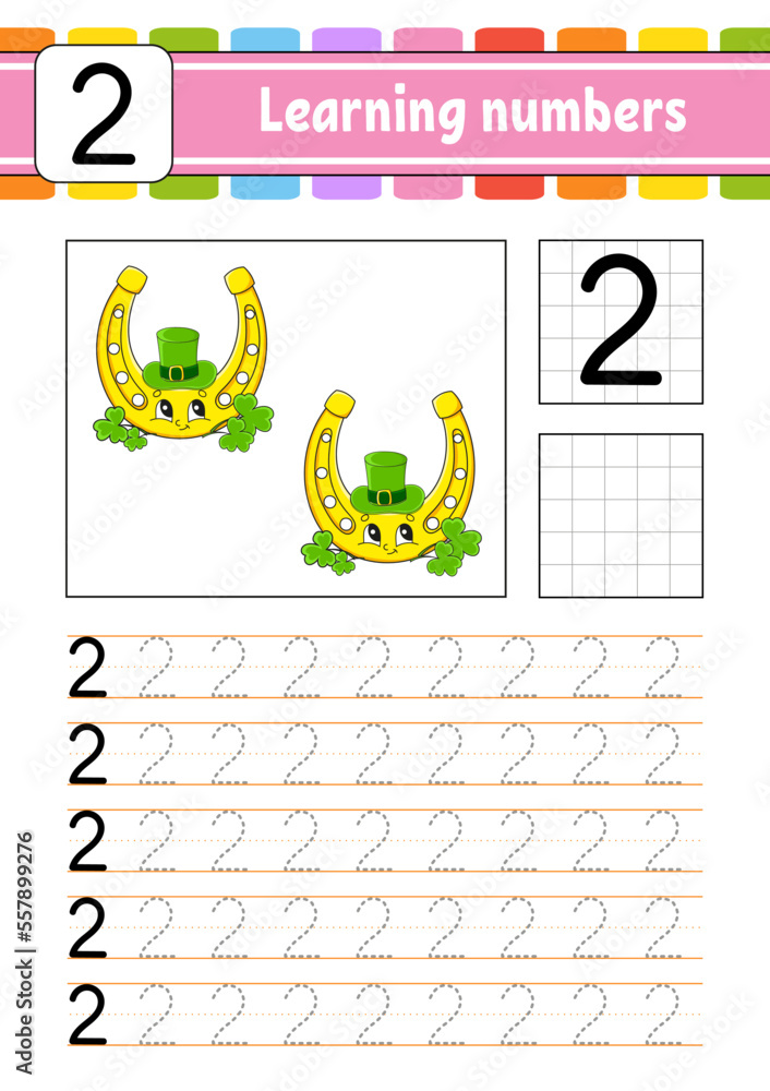 Trace and write numbers. Handwriting practice. Learning numbers for ...
