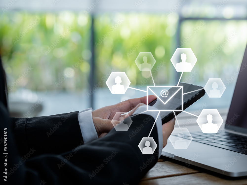 Sending Email and business marketing concepts. Digital letter with Email address symbol and ...