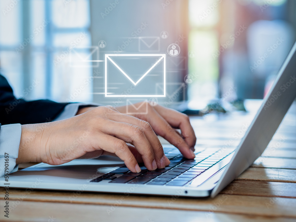 Sending Email and business marketing concepts. Fast moving of digital ...