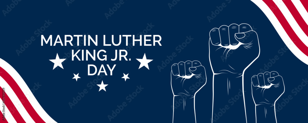 Martin Luther King Jr. Day text with raised fist Illustration. Mlk day ...