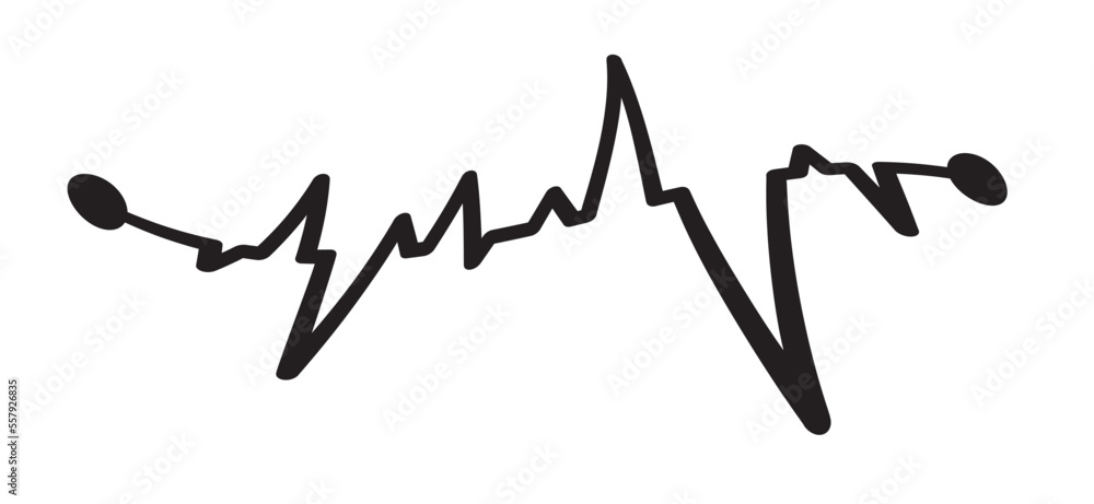 Cartoon heartbeat line pulse, wave. Heart cardiogram. Drawing rhythm ...
