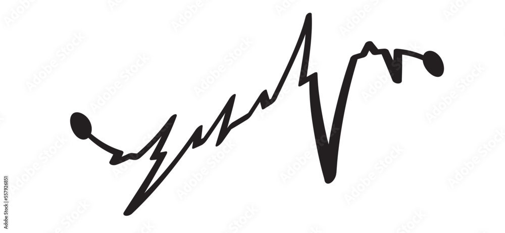 Cartoon heartbeat line pulse, wave. Heart cardiogram. Drawing rhythm ...