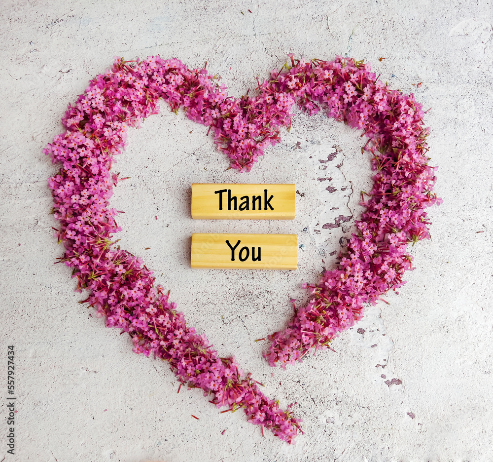 Heart Pink Frame with Thank you message on gray background Stock Photo ...