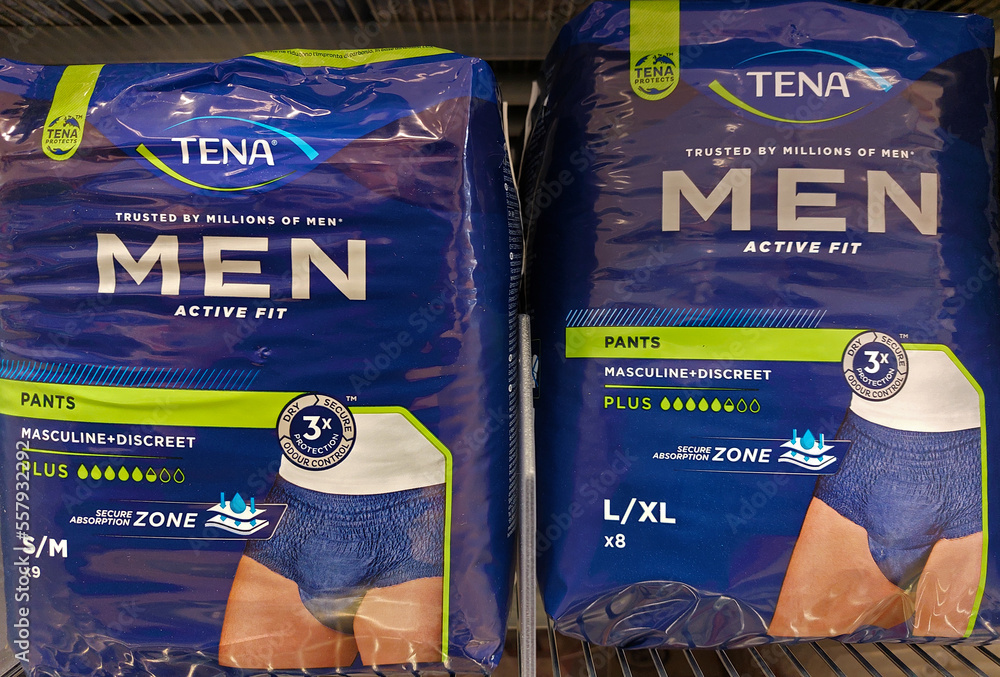Tena Men active fit pants packages Stock Photo | Adobe Stock