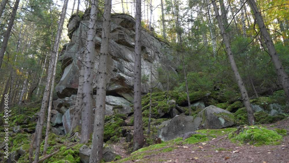 Dovbush Rocks near Yaremche city, Ukraine. Dovbush path - route through ...