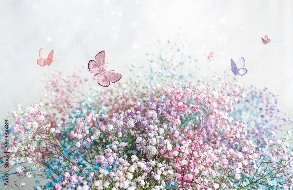 Beautiful gentle spring light background image in pink pastel colors ...