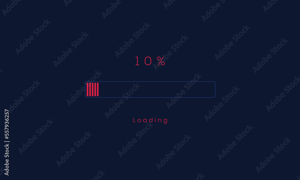 10 percent uploading Progress bar, red Loading and processing menu bar design. Stock Vector ...