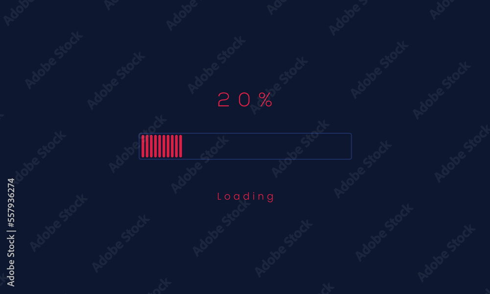 20 percent uploading Progress bar, red Loading and processing menu bar design. Stock Vector ...