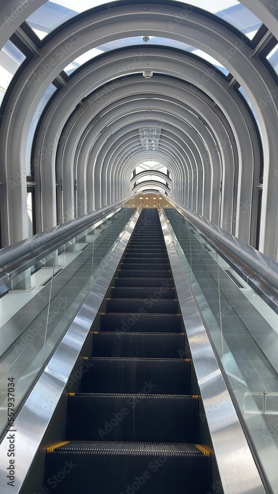 escalator in the airport architecture, arch, corridor, building, church ...