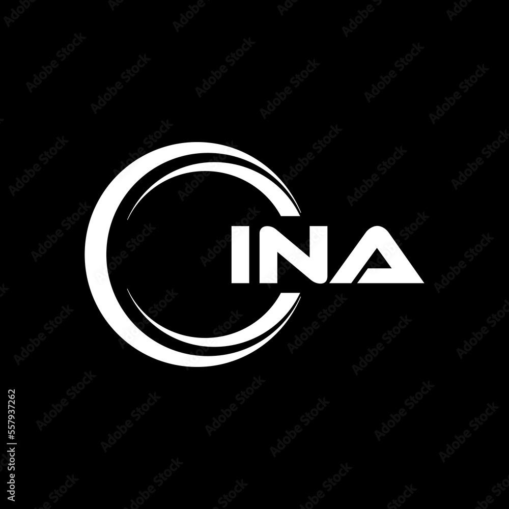INA letter logo design with black background in illustrator, cube logo ...