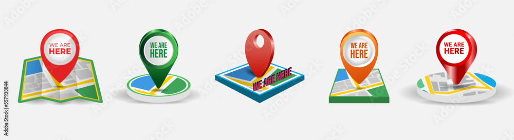 Location Marker and pointer icon set. location icon with map. you are ...