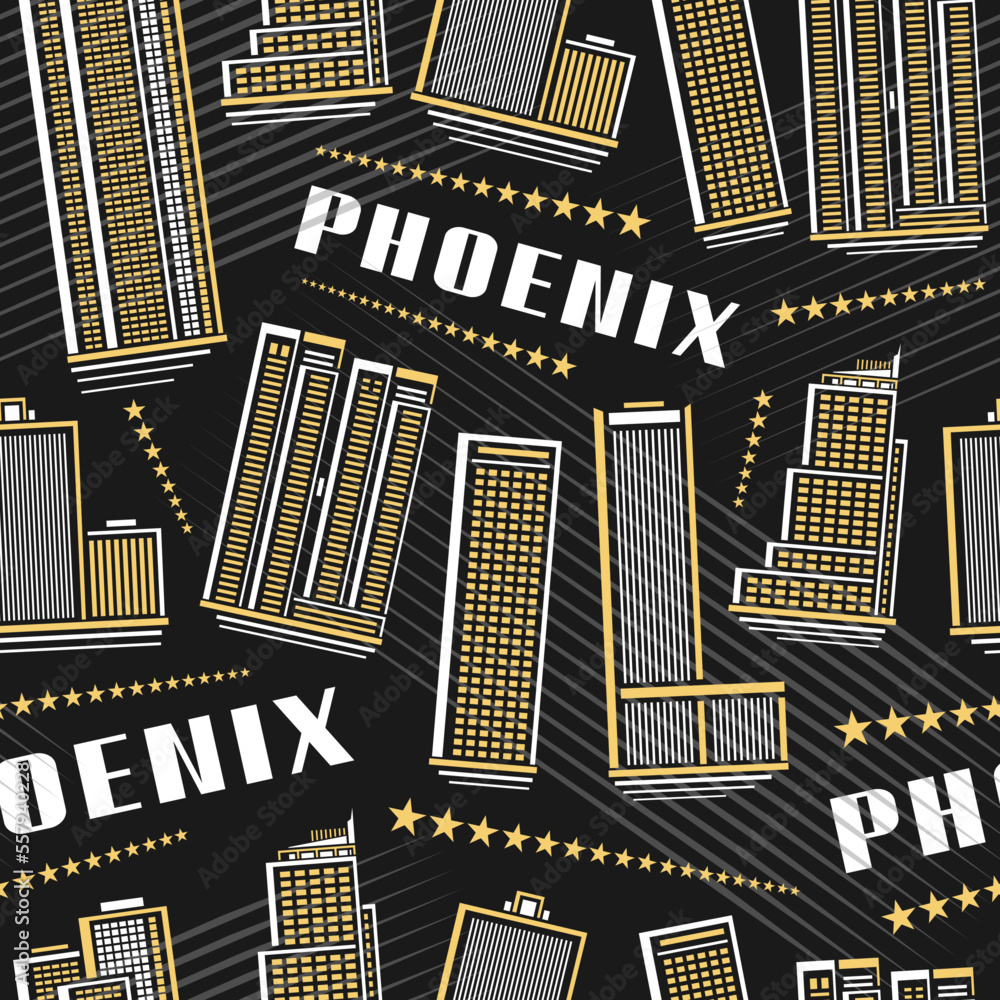 Vector Phoenix Seamless Pattern, repeating background with illustration ...