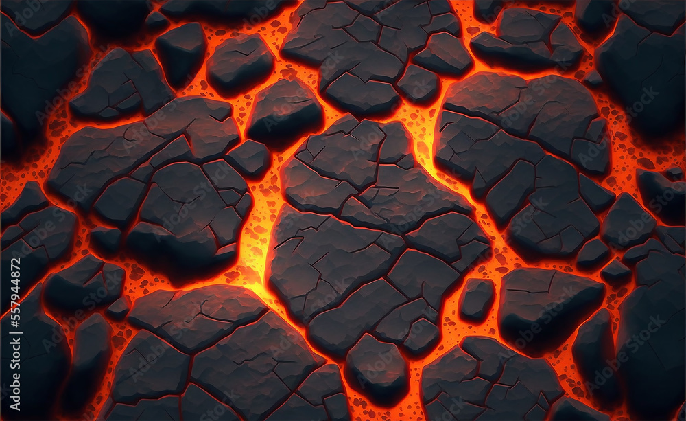 Cracked ground with hot glowing lava veins illustration perfect for ...