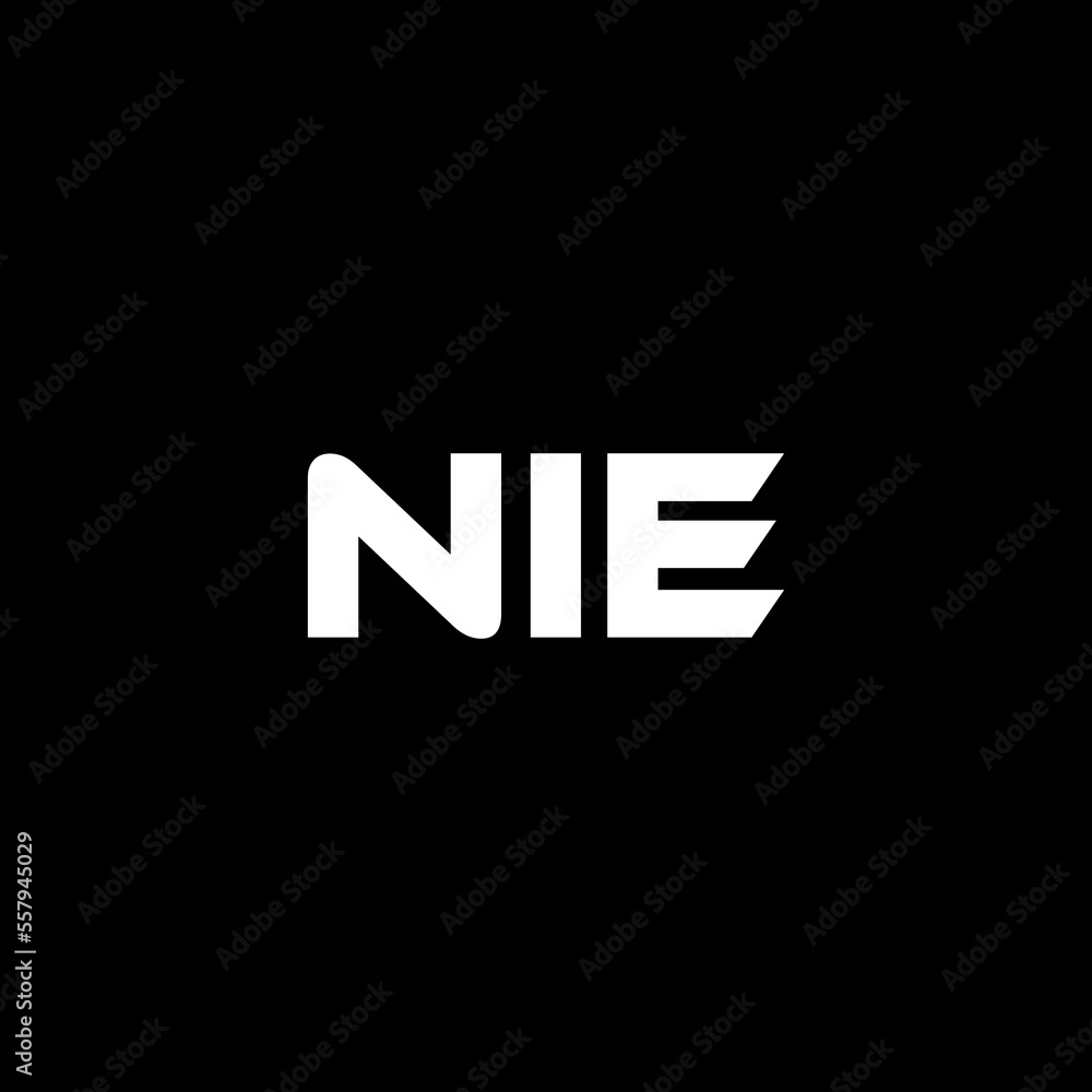 NIE letter logo design with black background in illustrator, vector ...