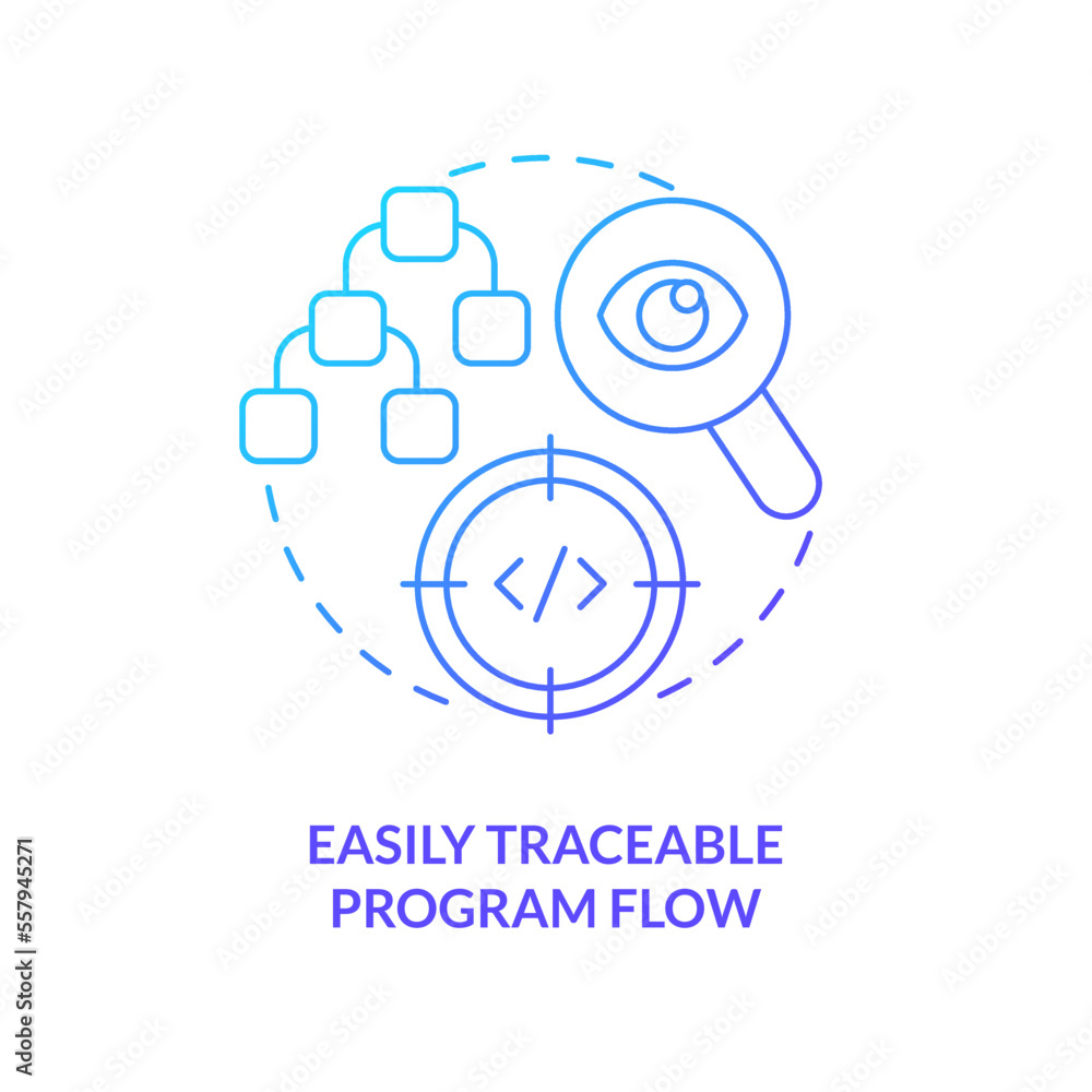 Easily traceable program flow blue gradient concept icon. Procedural ... Easily traceable program flow blue gradient concept icon. Procedural ...
