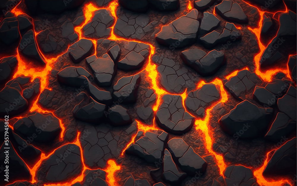 Cracked ground with hot glowing lava veins illustration perfect for ...
