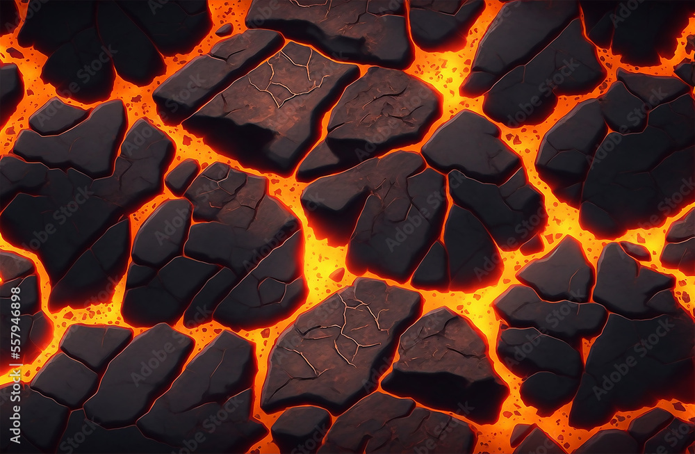 Cracked ground with hot glowing lava veins illustration perfect for ...